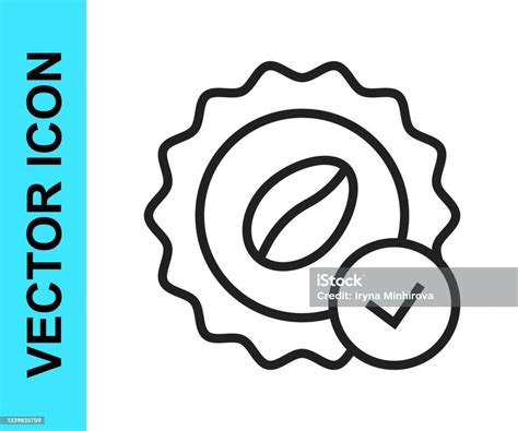 흰색 배경에 고립 된 커피 아이콘에 대한 검은 줄 메달 프리미엄 품질의 커피 배지 벡터 1위에 대한 스톡 벡터 아트 및 기타