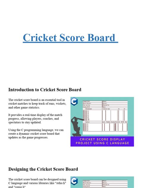 Cricket Score Board By Using C Language Pdf
