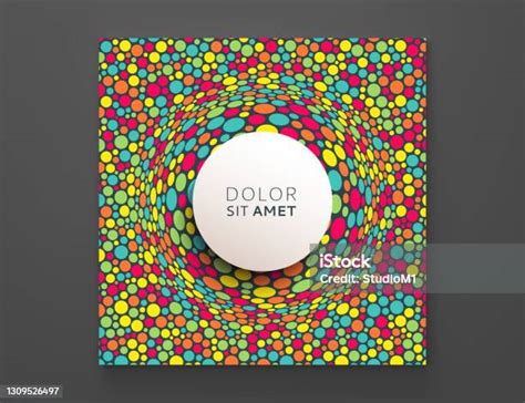 볼록한 반구가 있는 배경 착시 현상이 있는 체적 조성 빈 공간에서 혼돈의 원 커버 배너 전단지 또는 프레젠테이션을 위한 3d 동적 벡터 그림입니다 3차원 형태에 대한 스톡