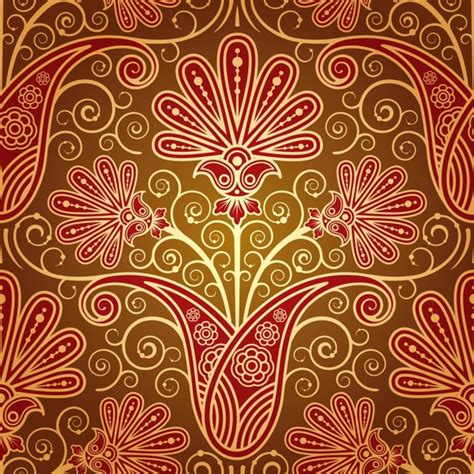 Flower Pattern Traditional Classical Seamless Curves Ornament Vectors