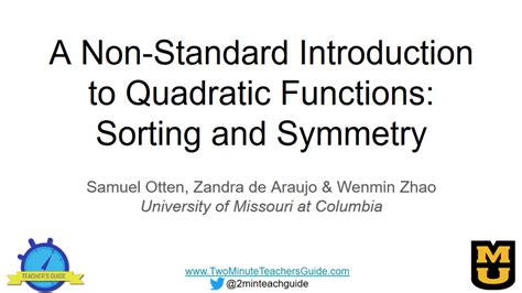 Nctm 2018 Regional Quadratic Sorting And Symmetry Two Minute Teachers Guide