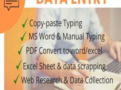 data entry web research typing copy paste and converting word excel to
