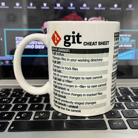 Caneca Git Commands Cheat Sheet Branca Caneca Do Dev Canecas E
