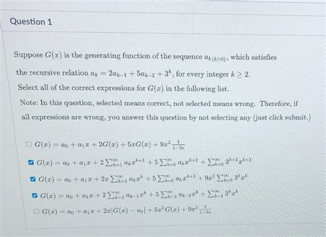 solved question 1 suppose g 26 is the generating function