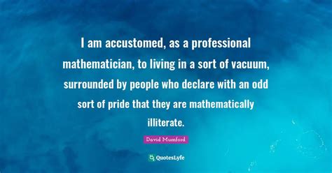 I Am Accustomed As A Professional Mathematician To Living In A Sort Quote By David Mumford