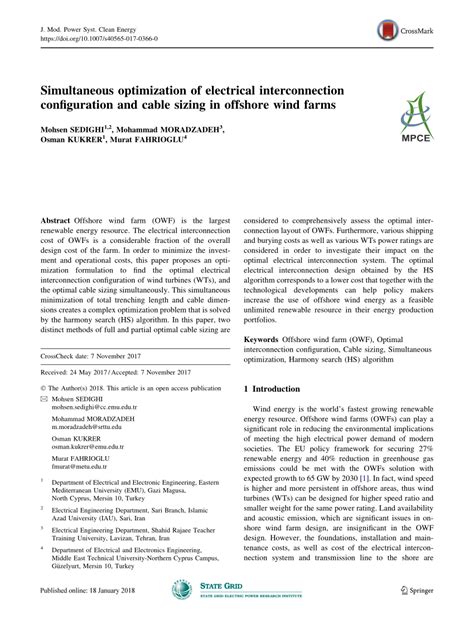 Pdf Simultaneous Optimization Of Electrical Interconnection Configuration And Cable Sizing In