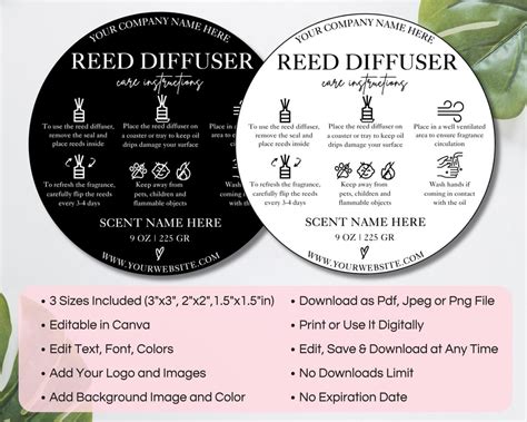 Editable Reed Diffuser Warning Label Template Printable Reed Diffuser