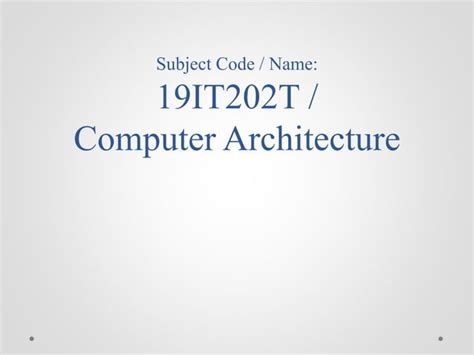 Computer Architecture Ppt