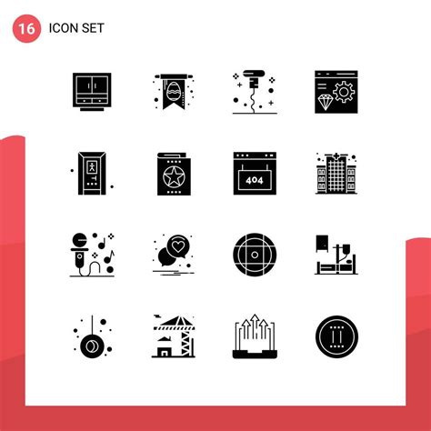 User Interface Pack Of 16 Basic Solid Glyphs Of Develop Brower Easter App Miscellaneous Editable
