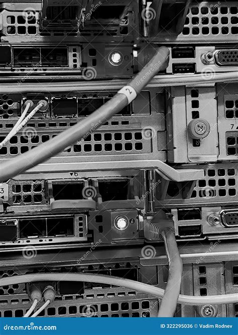 Network Connection Technology With Network Switch Router Ethernet Cables And Status Led To Show