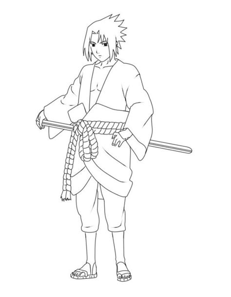 Sasuke Uchiha Line Art Coloring Page Free Printable Pdf