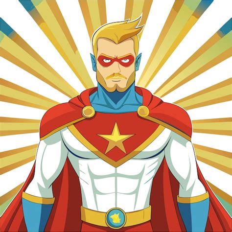 A Cartoon Superhero With A Red Cape Blue Suit And A Yellow Star On His