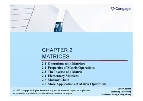 Linear Algebra Lecture Notes Chapter 2 Matrices And Operations 2025