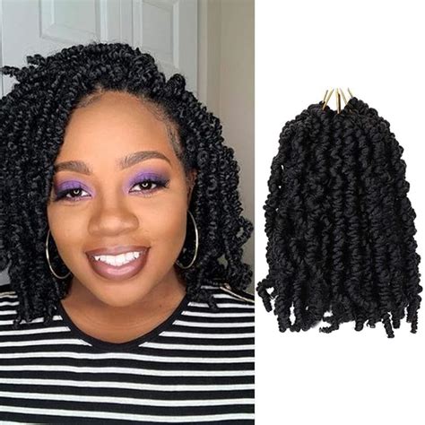 Buy 8inch Short Curly Pre Twisted Spring Twist Crochet Braids Hair