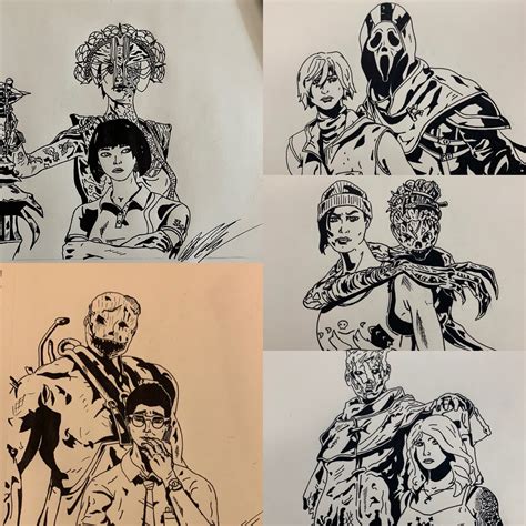 Artstation Dead By Daylight Duo Role Ink Sketches 2021