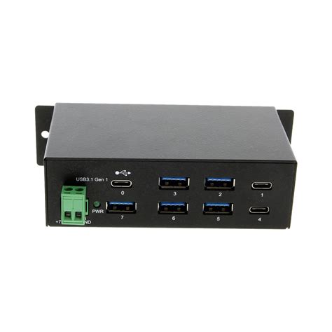 USB C 7 Port Hub 3 Type C Ports 5 Type A Ports W DIN Rail Power Adapter Coolgear
