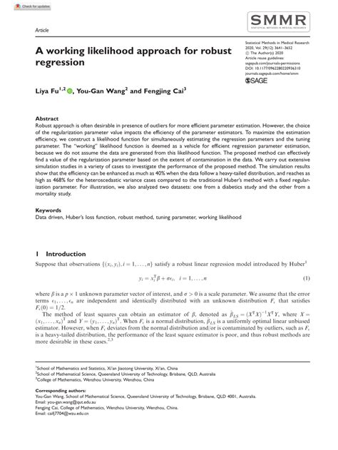 pdf a working likelihood approach for robust regression