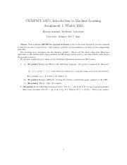 2AC3 W22 Assign 1 Pdf COMPSCI 2AC3 Introduction To Machine Learning
