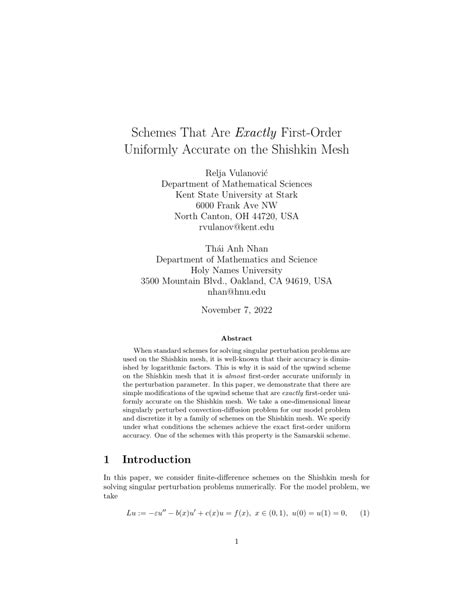 pdf schemes that are exactly first order uniformly accurate on the