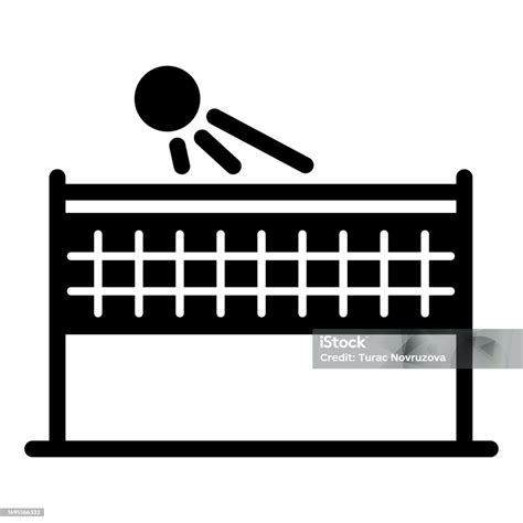 비치 발리볼 솔리드 아이콘 여름 스포츠 개념 흰색 배경에 공 기호가 있는 배구 네트 모바일 웹 디자인을 위한 글리프의 활동적인