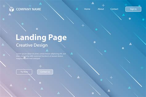 방문 페이지 템플릿 기하학적 모양의 추상적 인 디자인 최신 유행 의 파란색 그라데이션 0명에 대한 스톡 벡터 아트 및 기타 이미지 Istock