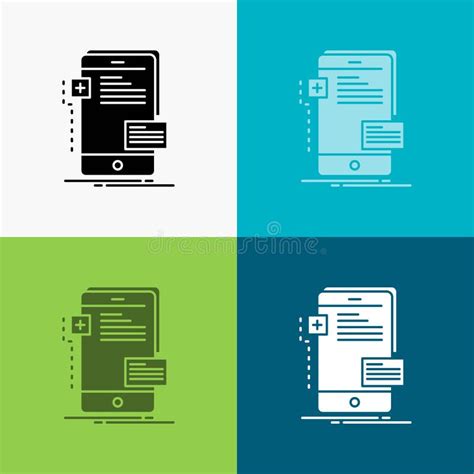 Frontend Interface Mobile Phone Developer Icon Over Various Background Glyph Style Design