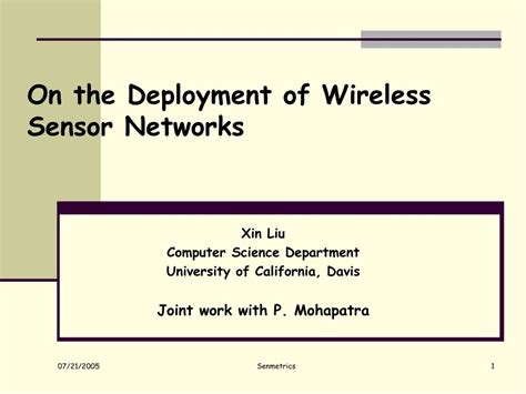Ppt On The Deployment Of Wireless Sensor Networks Powerpoint