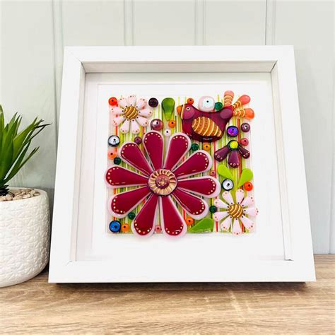 Retro Birds And Bees Floral Art Cornishfusedglass Floral Art Fused
