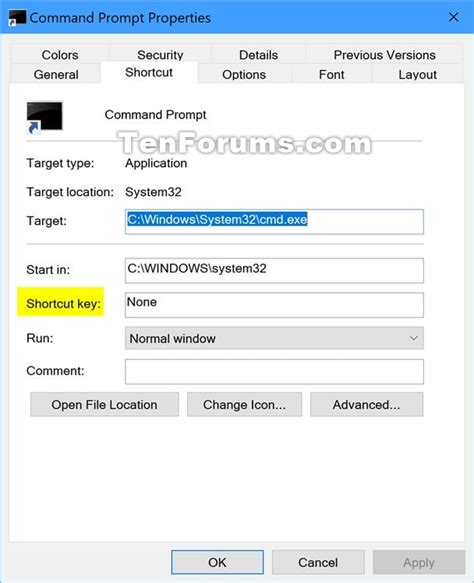 Assign Keyboard Shortcut To Shortcuts In Windows 10 Tutorials