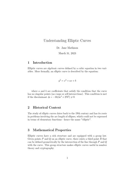 Understanding Elliptic Curves Pdf