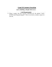 Lab Doc Comp Computer Networking Lab Building A Simple Web Server Lab Requirement