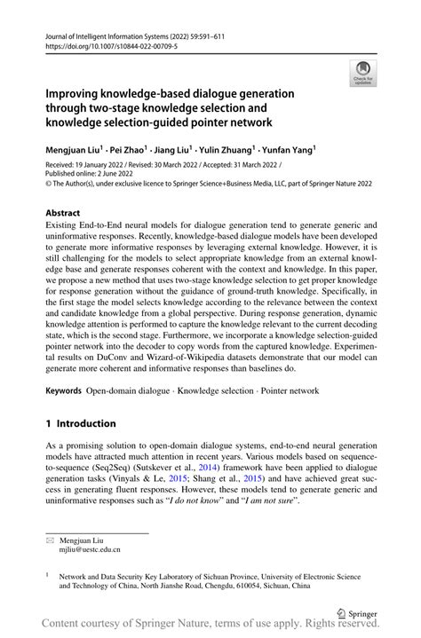 Improving Knowledge Based Dialogue Generation Through Two Stage Knowledge Selection And