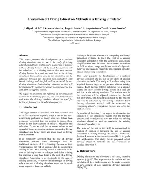 Pdf Evaluation Of Driving Education Methods In A Driving Simulator