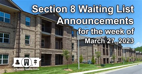 Section 8 Waitlist Announcements March 27 2023 Affordable Housing