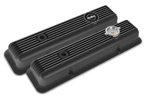 Holley Muscle Series Finned Satin Black Sbc Valve Covers