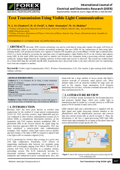 Pdf Text Transmission Using Visible Light Communication