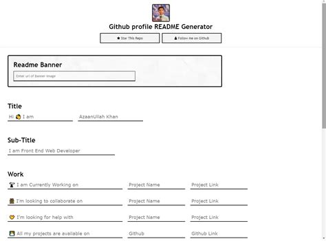 Github Azaanullah Khangithub Readme Generator This Is A Basic Level Readme Generator With