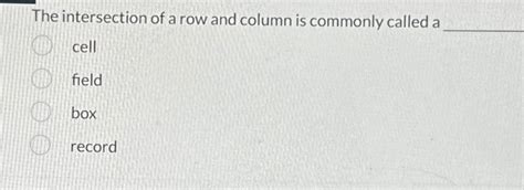 Solved The Intersection Of A Row And Column Is Commonly