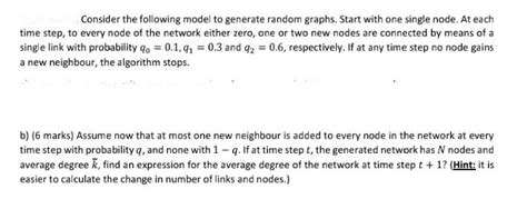 Solved Consider The Following Model To Generate Random Chegg Com