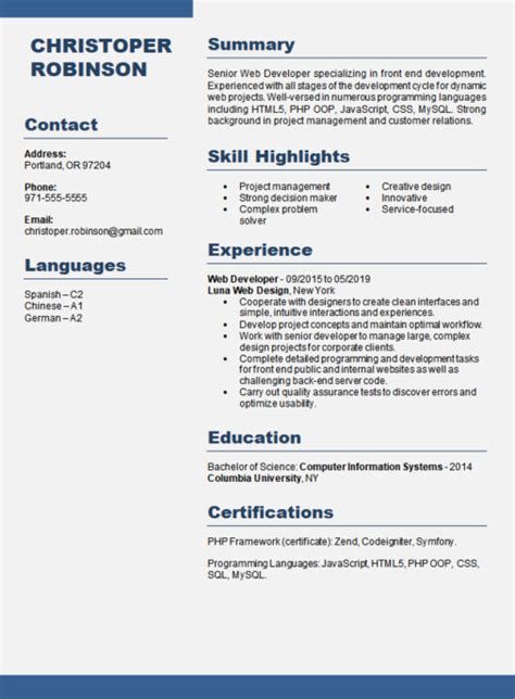 Cv Template Word Zippia