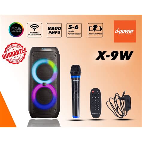 ลำโพง D Power รุ่น X9w ลำโพงบูลทูธ ลำโพง Bluetooth 5 0 Tws ไมค์ลอย 1ตัว แบตเตอรี่ ในชุด ตู้