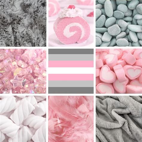 Demigirl Flag Moodboard Pink And Grey Collage Demigirl Aesthetic