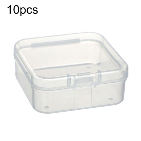 10pcs 뚜껑이있는 사각형 플라스틱 투명한 보관 상자 방진 귀걸이 반지 보석 보관 상자 크기 43x43x2cm