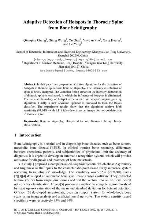 Pdf Adaptive Detection Of Hotspots In Thoracic Spine From Bone Scintigraphy