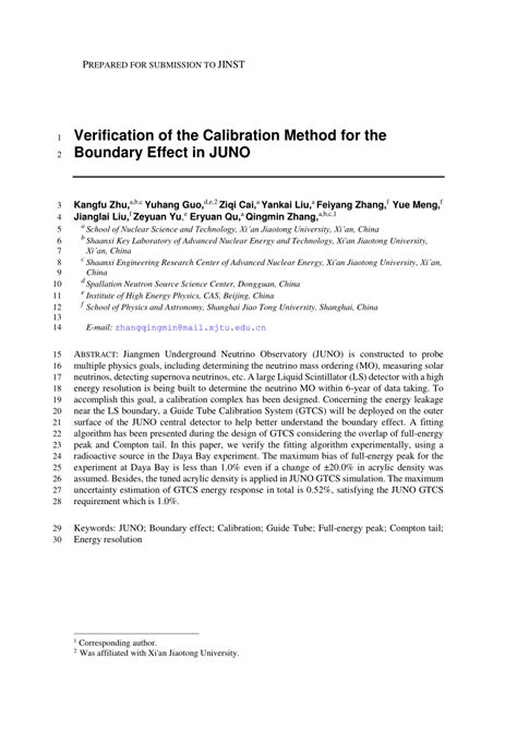 Pdf Verification Of The Calibration Method For The Boundary Effect In Juno