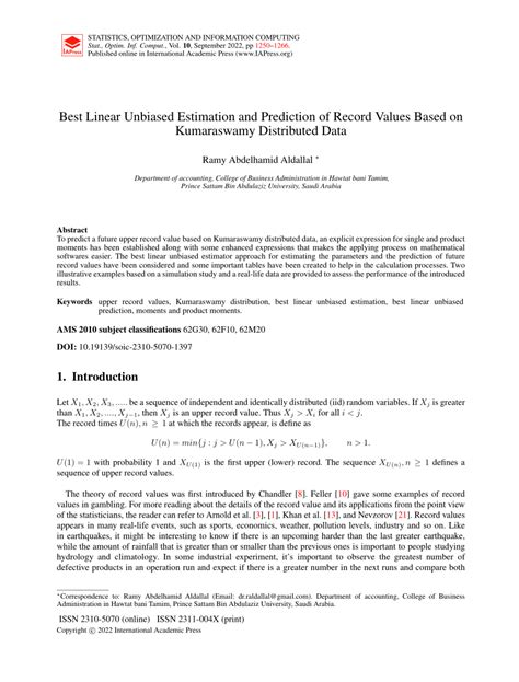 Pdf Best Linear Unbiased Estimation And Prediction Of Record Values