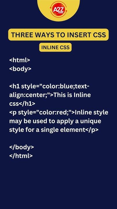 three ways to insert css csstutorial trendingshorts trending education shorts shortsvideo