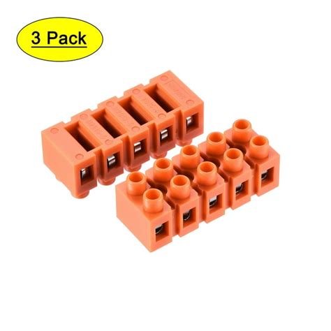 Uxcell Terminal Block 600v 36a Dual Row 5 Positions Screw Terminal Electric Barrier Strip 3 Pack