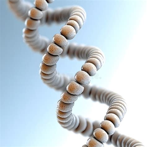 Abstract Double Helix Structure 3d Render Interconnected Spheres In White And Blue Stock