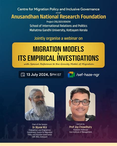 Webinar On Migration Models And Its Empirical Investigations With